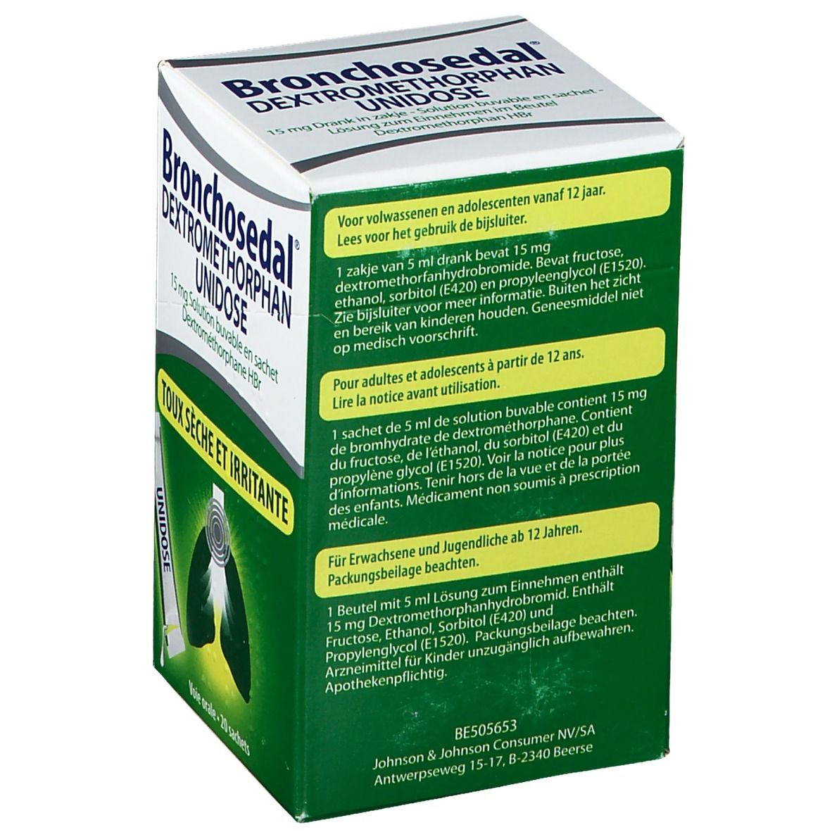 Bronchosedal® Dextromethorphan 15mg Unidose - Tegen Droge Hoest, Handig ...