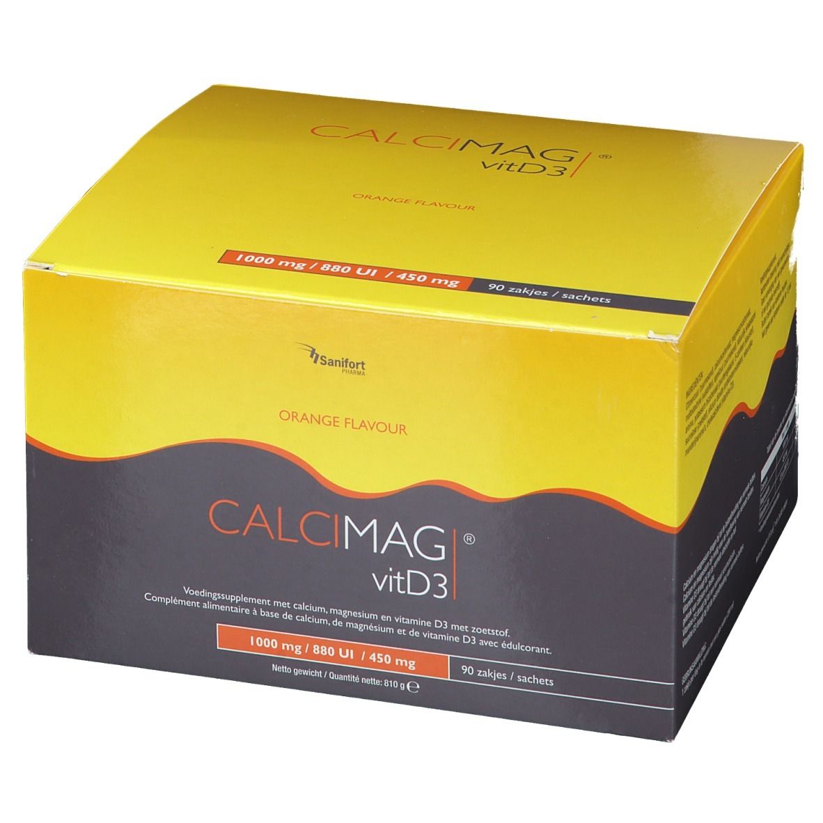 Calcimag CA 1000mg/D3 880UI/mg 450mg Sinaasappel 90 St - Farmaline