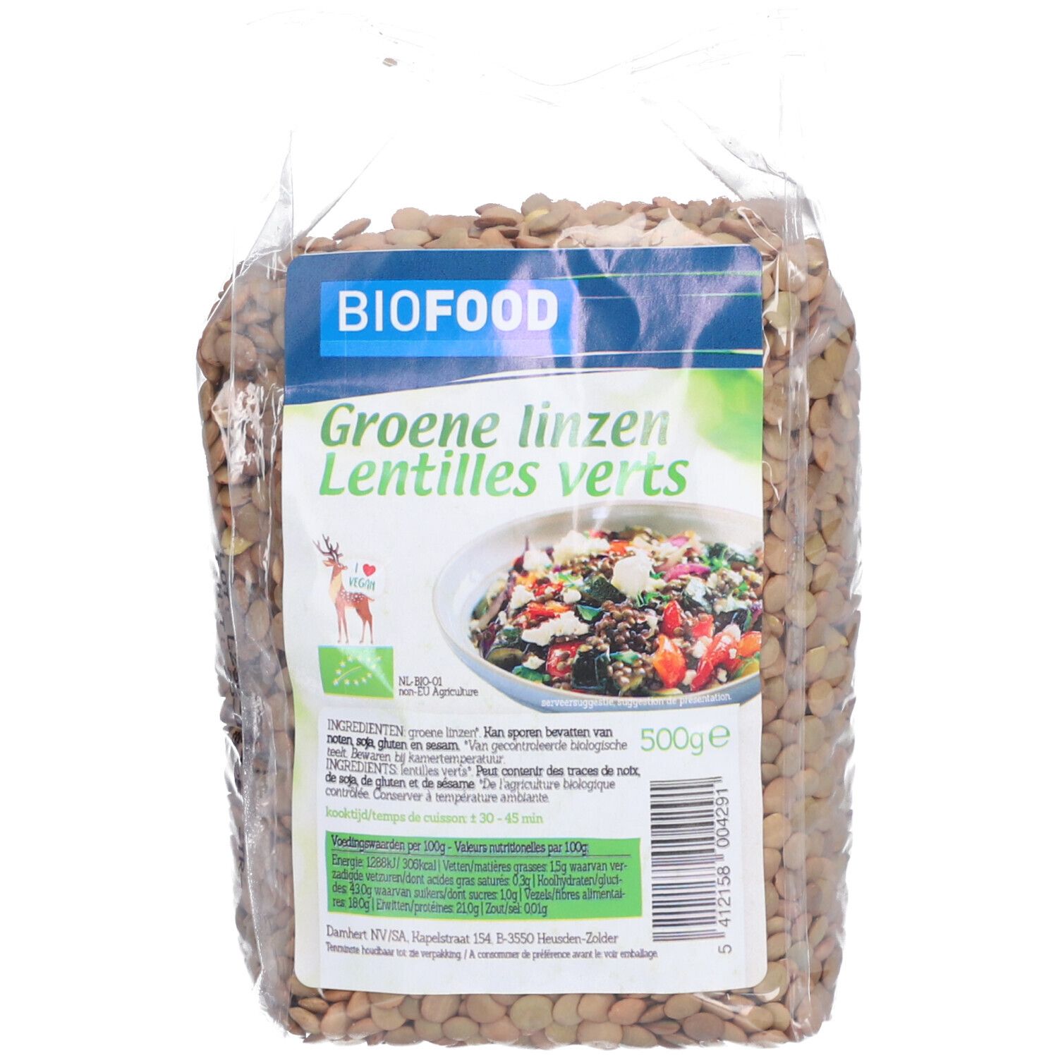 Biofood Groene Linzen Bio 500 g - Farmaline