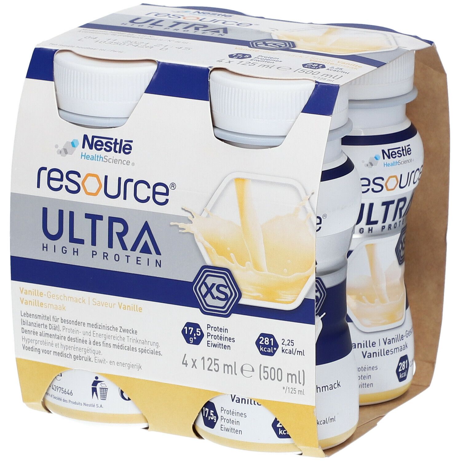 Nestle Resource Ultra Vanille 4x125 ml - Farmaline