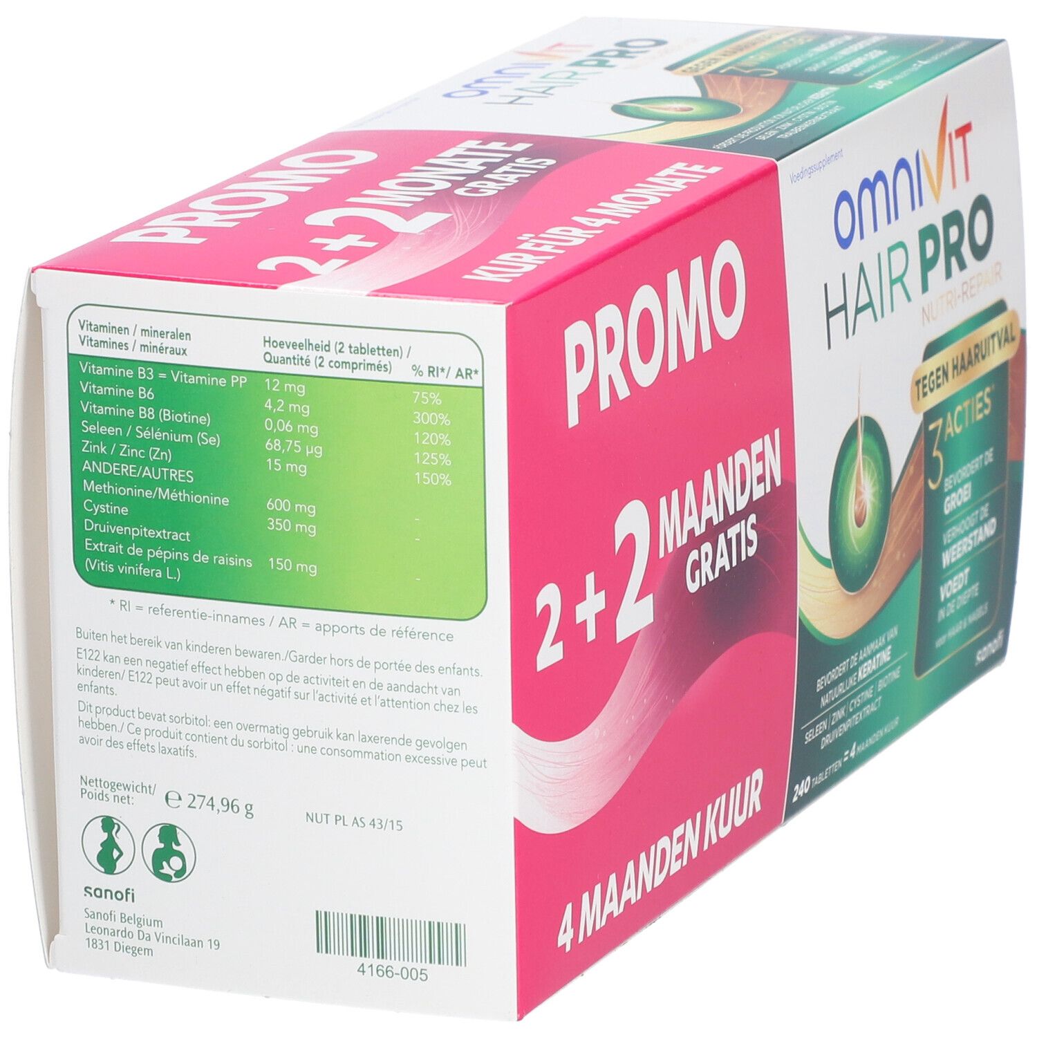 Omnivit Hair Pro Nutri Repair + 120 Tabletten GRATIS 240 St - farmaline.be