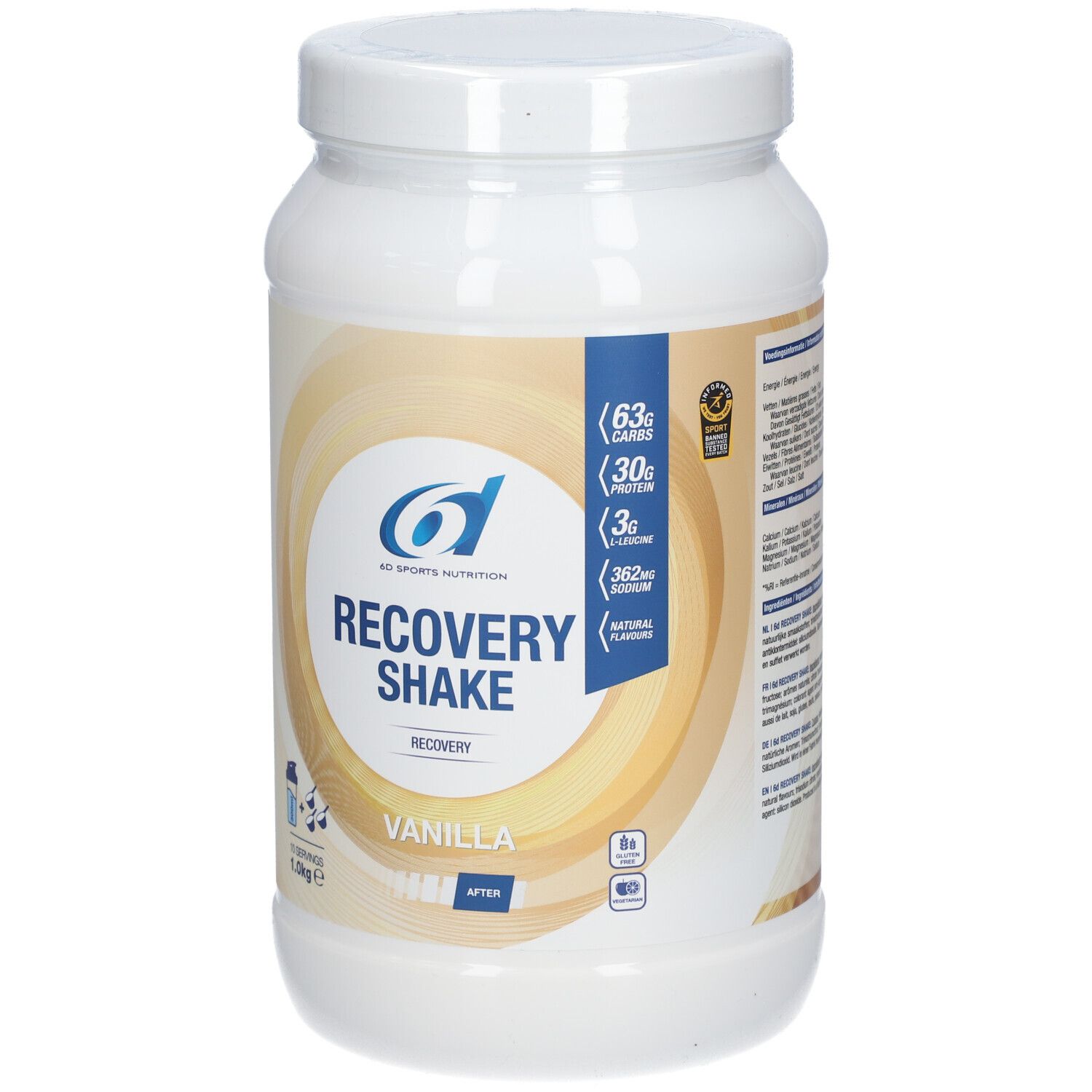 6D Sports Nutrition Recovery Shake Vanilla 1 kg - Farmaline