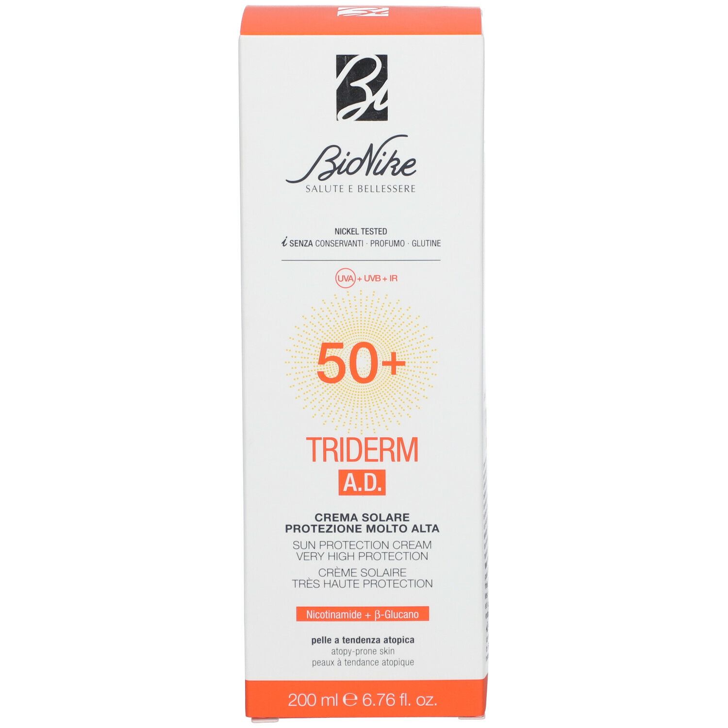 BioNike Triderm A.D. Sun Protection Cream SPF50+ 200 ml - Farmaline