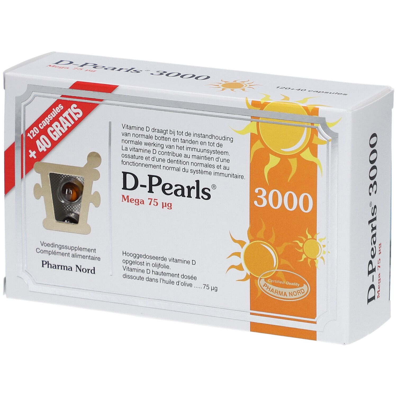 Pharma Nord D-Pearls 3000 + 40 Capsules GRATIS 120+40 St - Farmaline