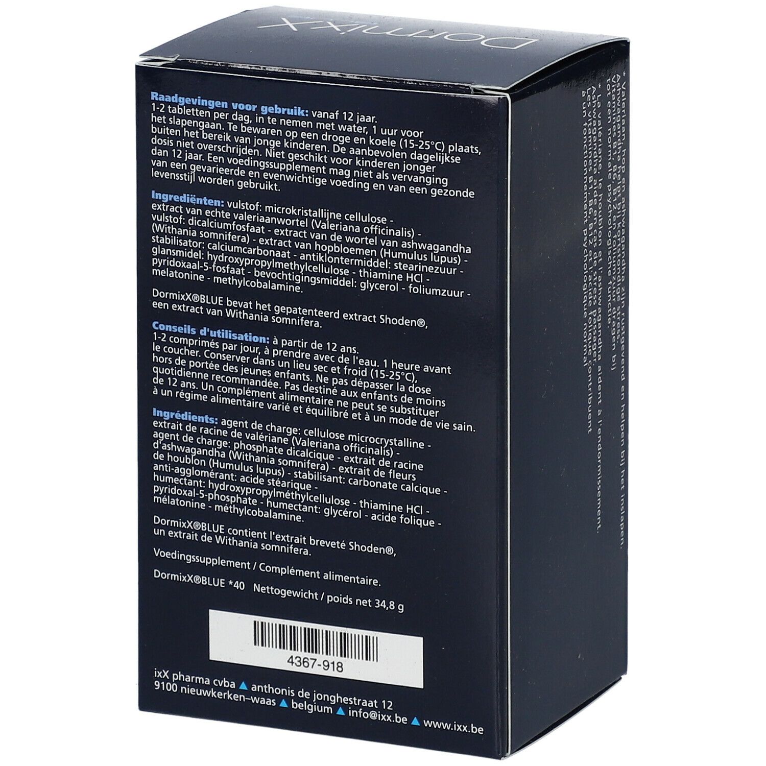 DormixX Blue Valeriaan Hop 40 St - Farmaline