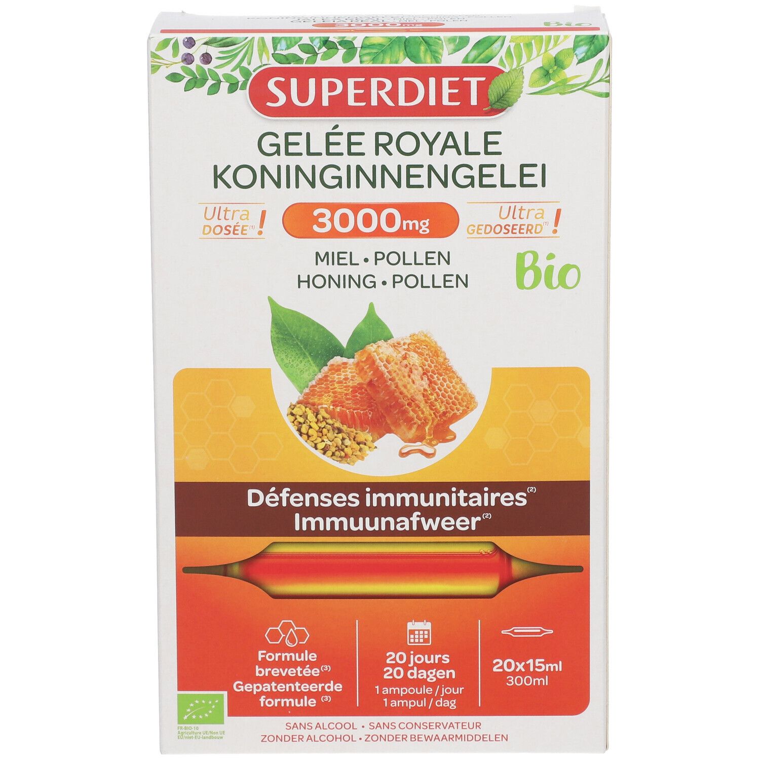 Superdiet Koninginnegelei 3000mg Bio 20x15 ml - Farmaline