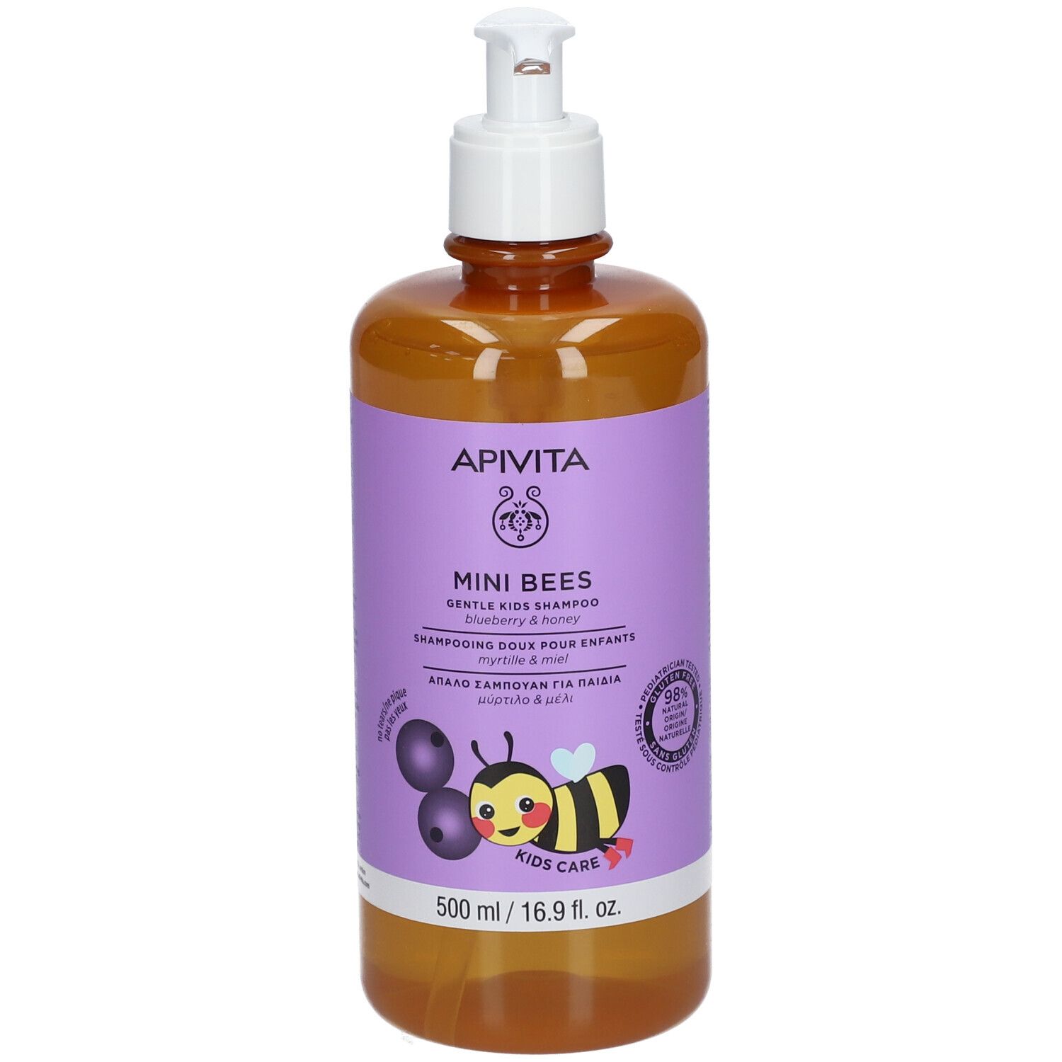 Apivita Mini Bees Gentle Kids Shampoo Blueberry & Honey 500 ml - Farmaline