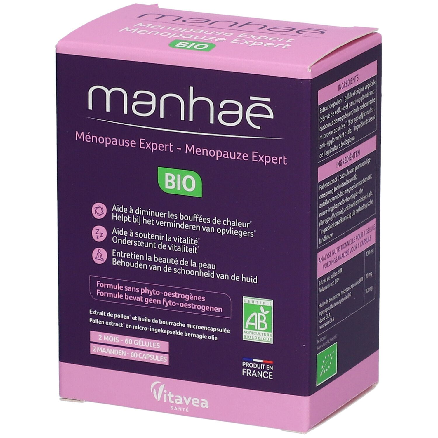 Manhaé Menopauze Expert Bio 60 St - farmaline.be