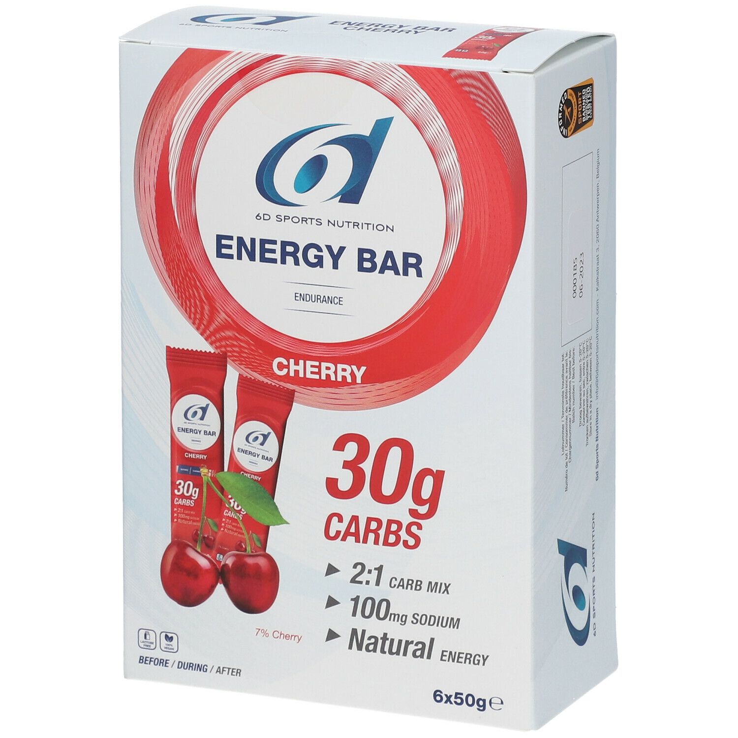 6D Sports Nutrition Energy Bar Cherry 6x50 g - Farmaline