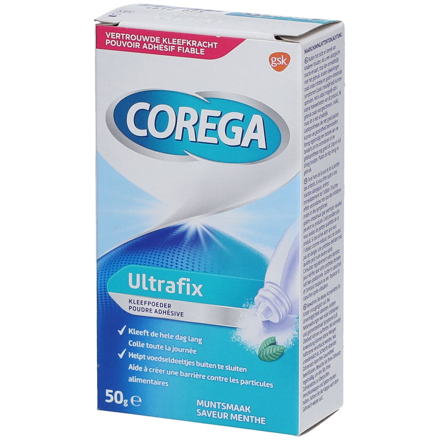 Corega Ultrafix Kleefpoeder Munt 50 g - Farmaline