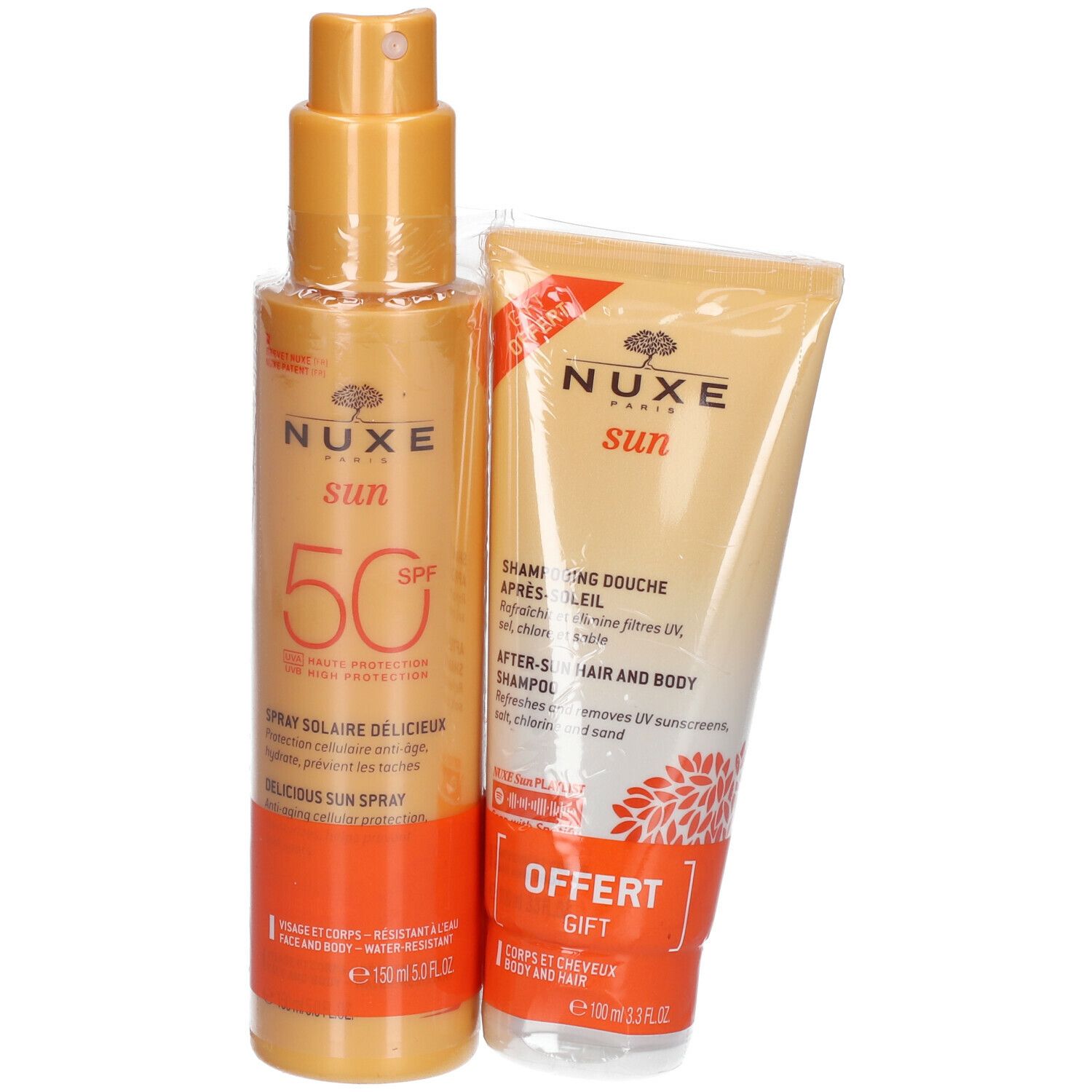 Nuxe Sun Delicious Sun Spray SPF50 + After-Sun Hair and Body Shampoo ...