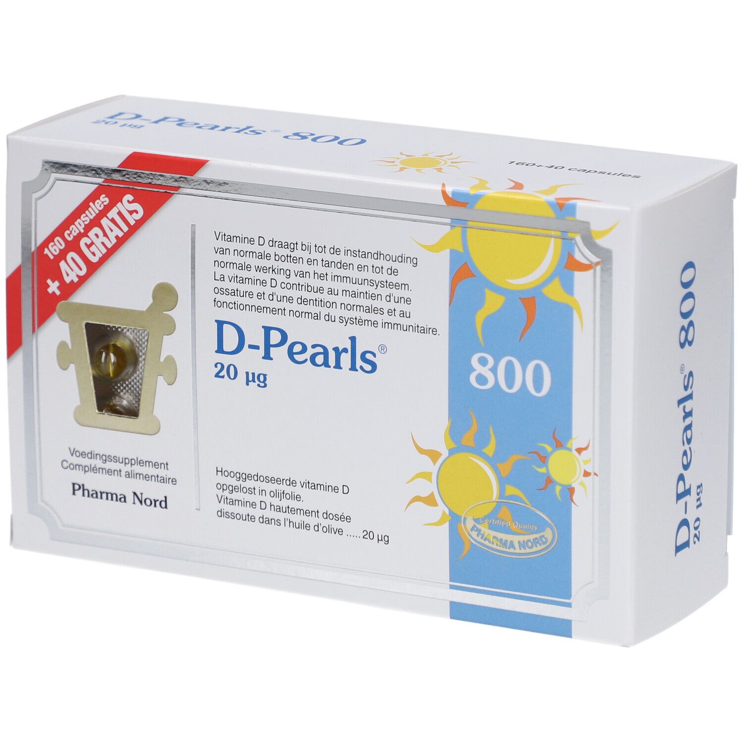 Pharma Nord D-Pearls 800 160 + 40 capsules GRATIS | vitamine D ...