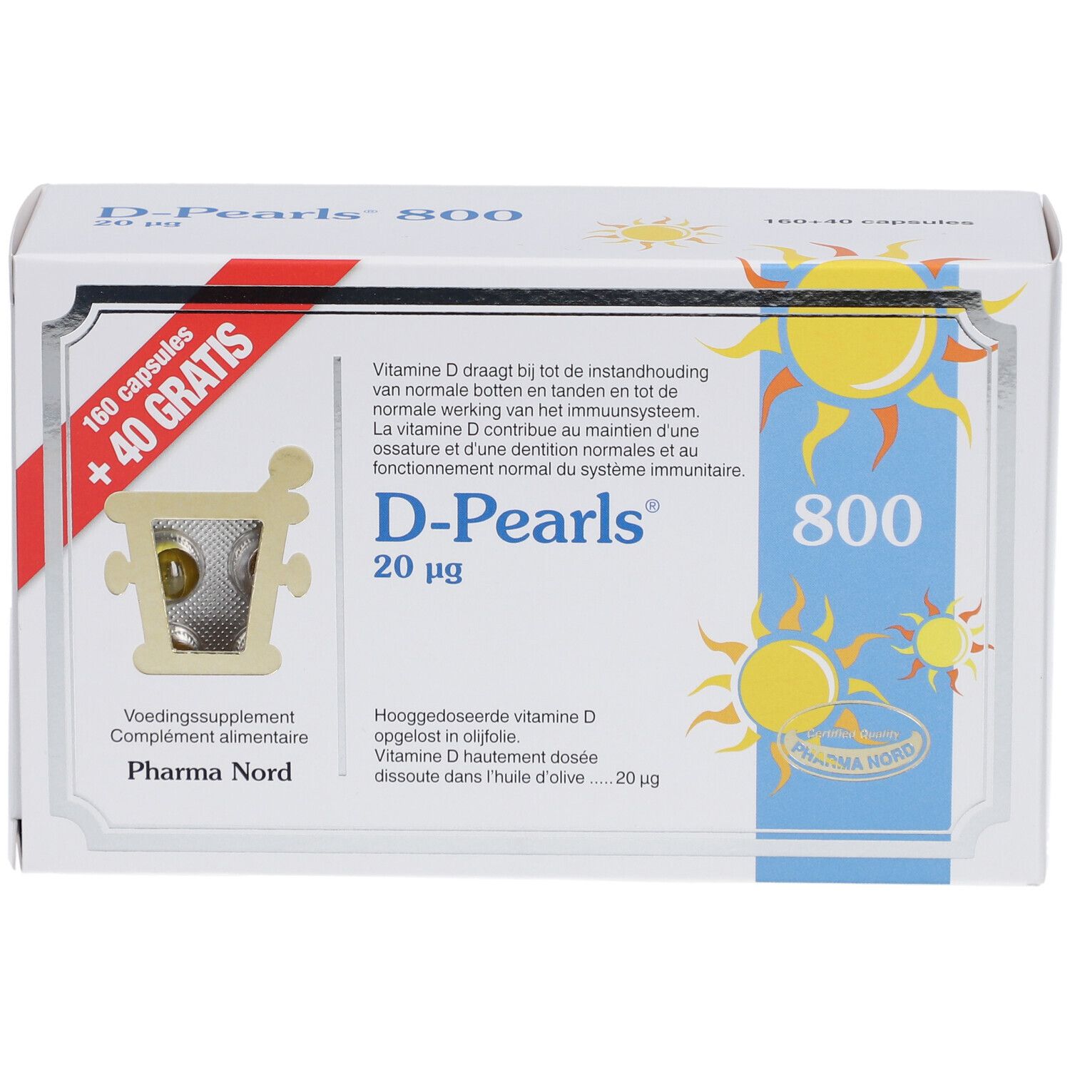 Pharma Nord D-Pearls 800 + 40 Capsules GRATIS 160+40 St - Farmaline