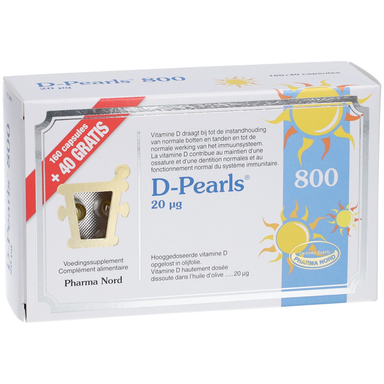 Pharma Nord D-Pearls 800 + 40 Capsules GRATIS 160+40 St - Farmaline