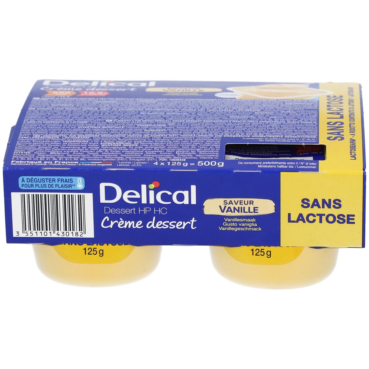 Delical Creme Dessert HP-HC Zonder Lactose Vanille Nieuwe Formule 4x125 ...