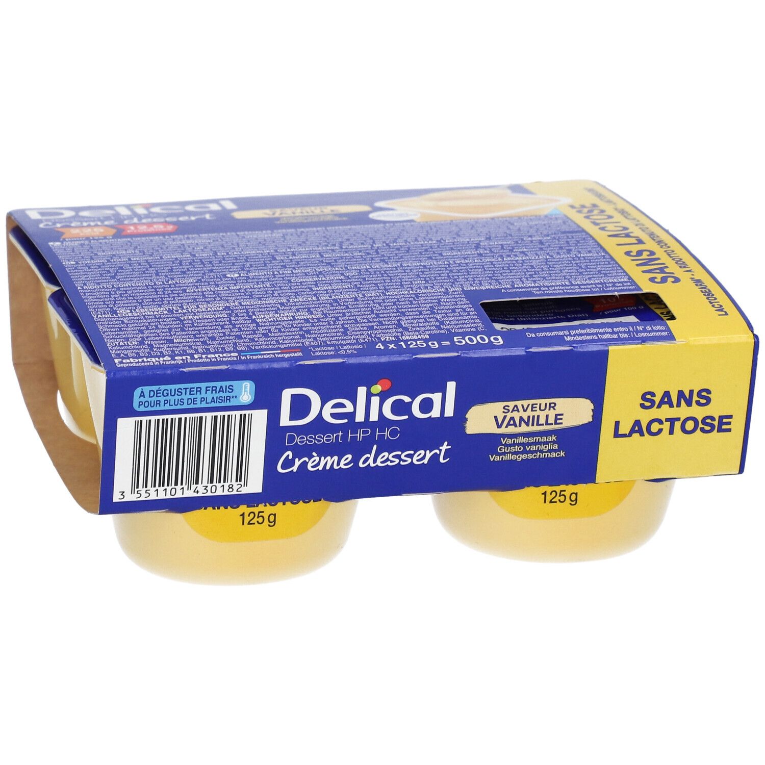 Delical Creme Dessert HP-HC Zonder Lactose Vanille Nieuwe Formule 4x125 ...