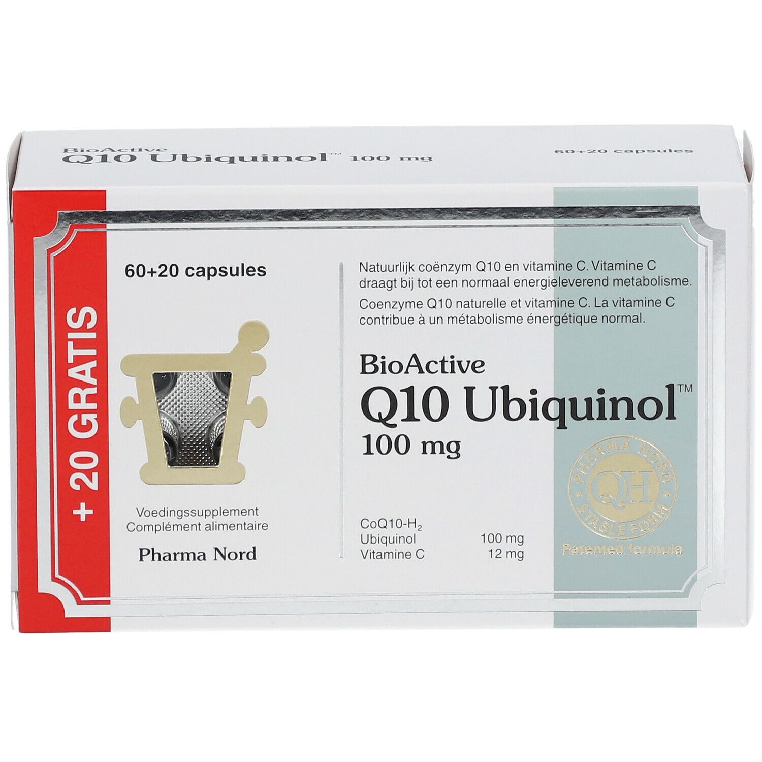 Pharma Nord BioActive 100mg Q10 Ubiquinol™ + 20 Capsules GRATIS 60+20 St - Farmaline