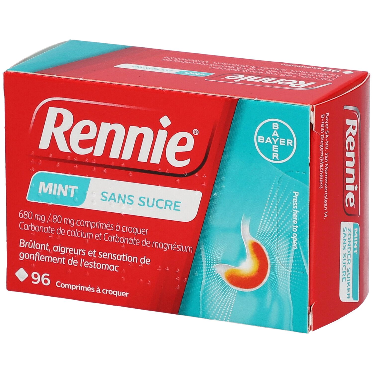 Rennie® Mint sans Sucre 96 pc(s) - Farmaline