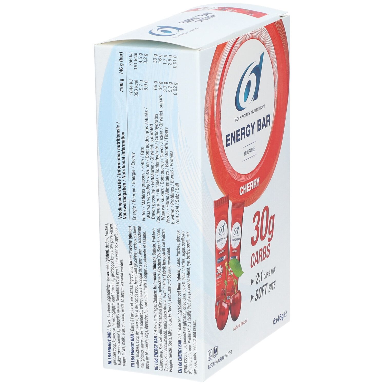 6D Sports Nutrition Energy Bar Cherry 6x46 g - Farmaline