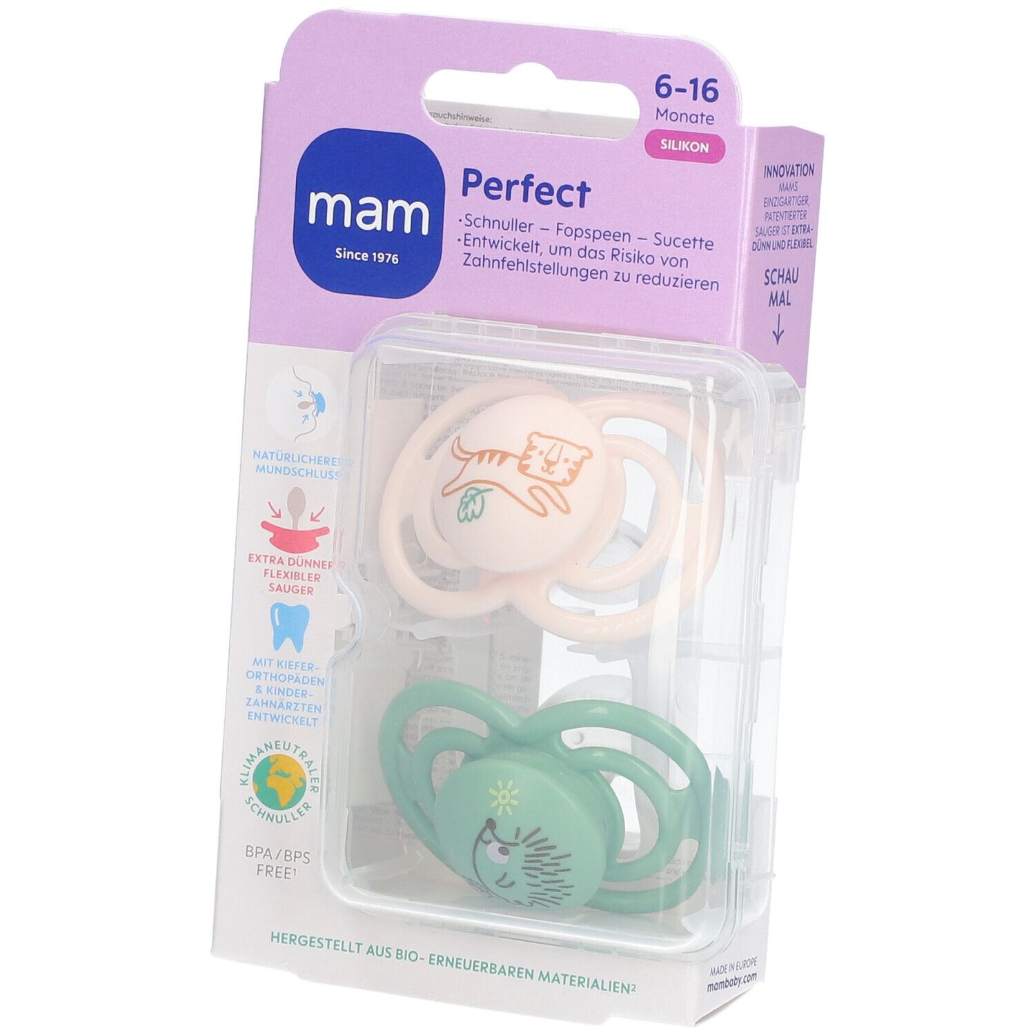 Mam Perfect Siliconen Fopspeen 6-16 Maanden 2 St - Farmaline