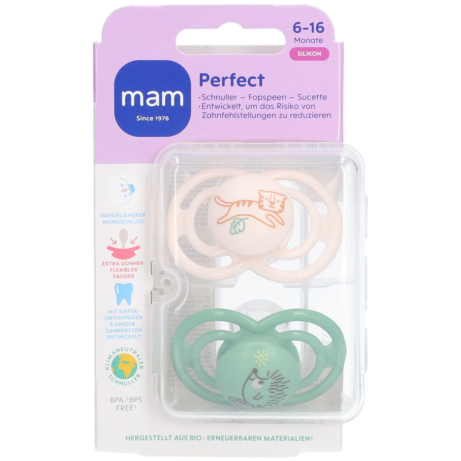 Mam Perfect Siliconen Fopspeen 6-16 Maanden 2 St - Farmaline