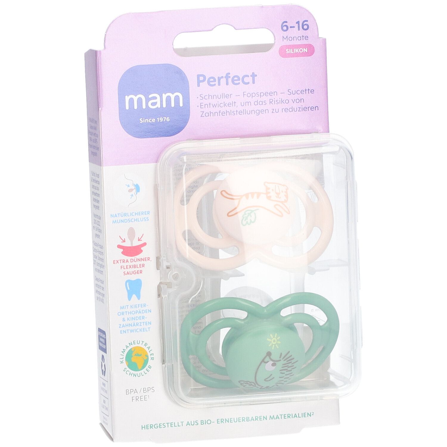 Mam Perfect Siliconen Fopspeen 6-16 Maanden 2 St - Farmaline
