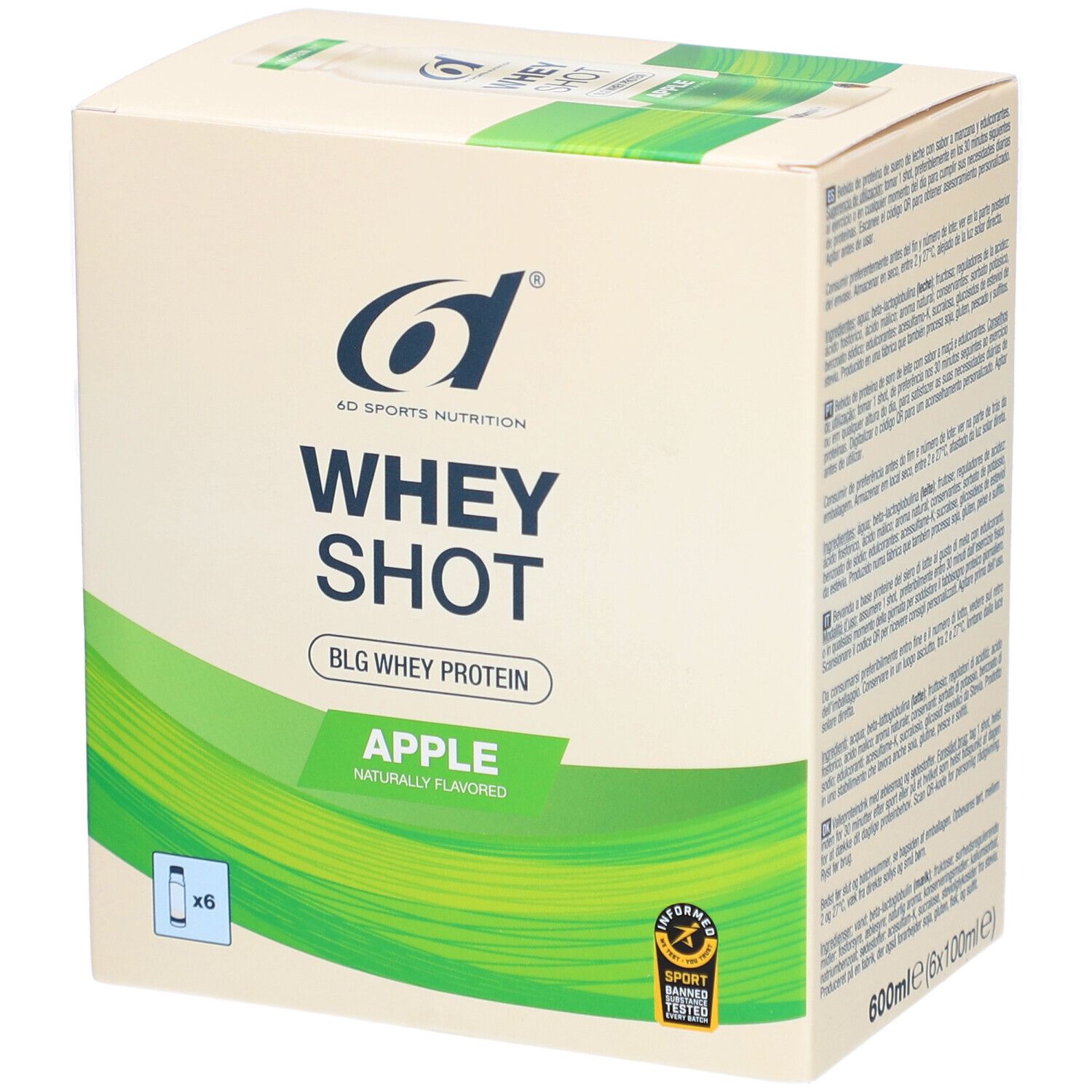 6d Sports Nutrition Whey Shot Pomme 600 ml - Farmaline