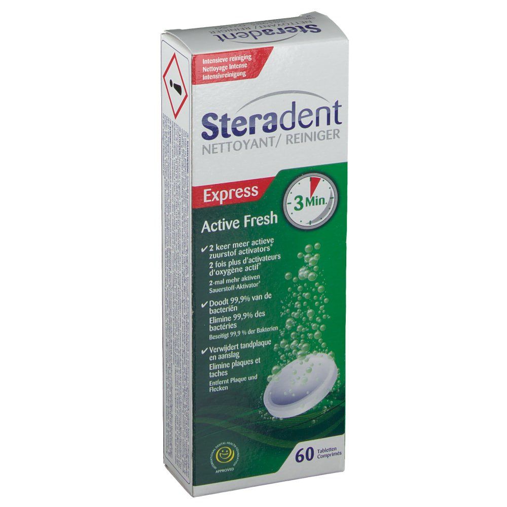Steradent Active Fresh - Nettoyant pour Prothèses Dentaires 60 pc(s ...