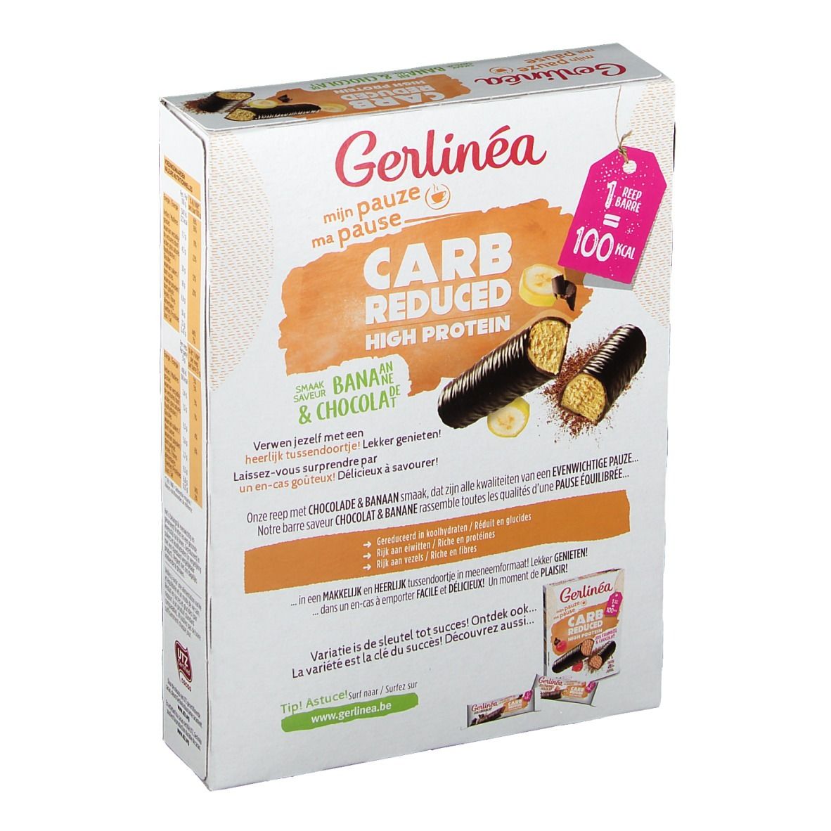 Gerlinéa Carb Reduced High Protein Reep Banaan & Chocolade 372 g ...