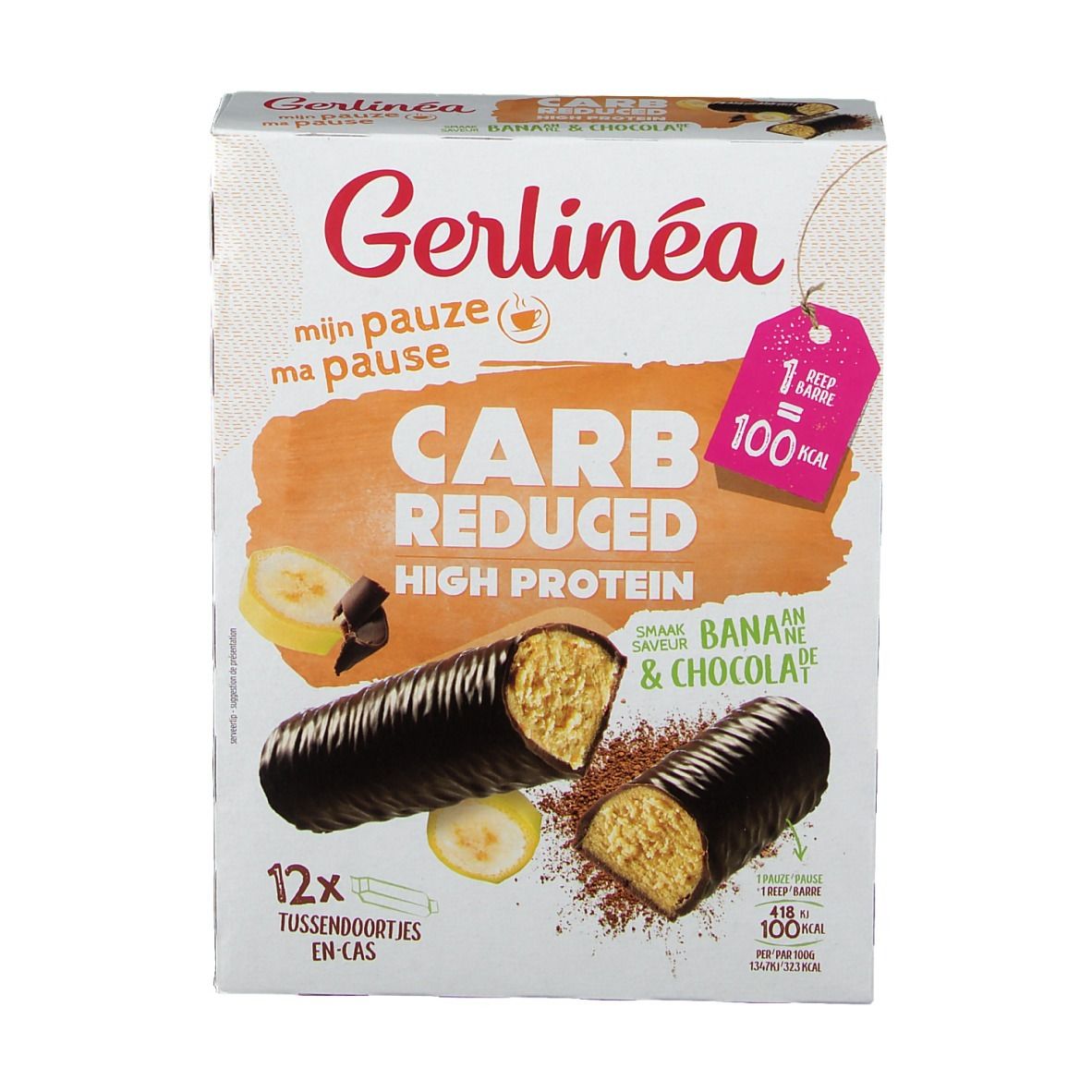 Gerlinéa Carb Reduced High Protein Reep Banaan & Chocolade 372 g ...