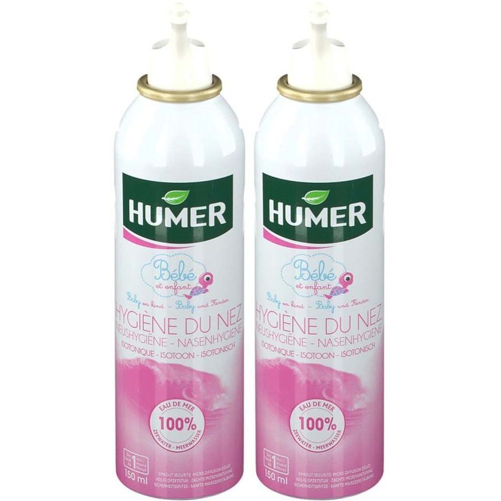 HUMER NOSE HYGIENE 100% zeewater - baby/kind 2x150 ml - Farmaline