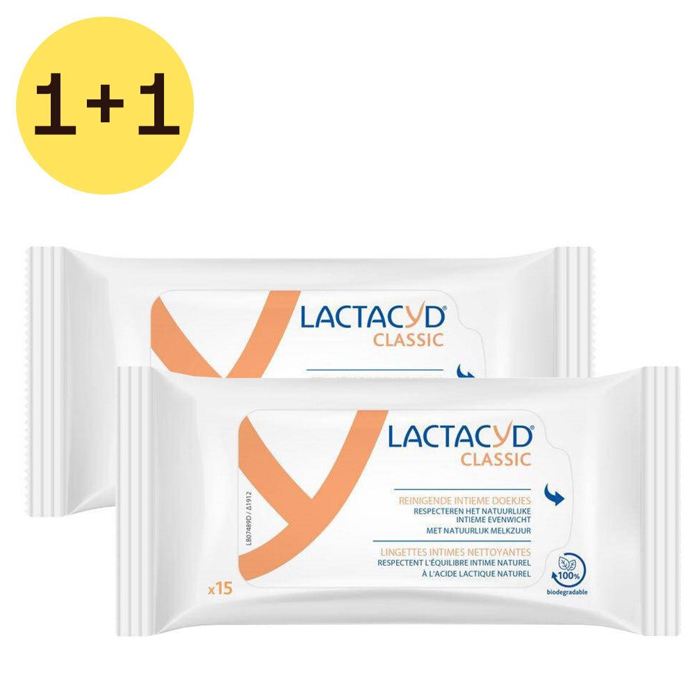 Lactacyd® Classic Reinigende Intieme Doekjes 1+1 GRATIS 2x15 St - Farmaline