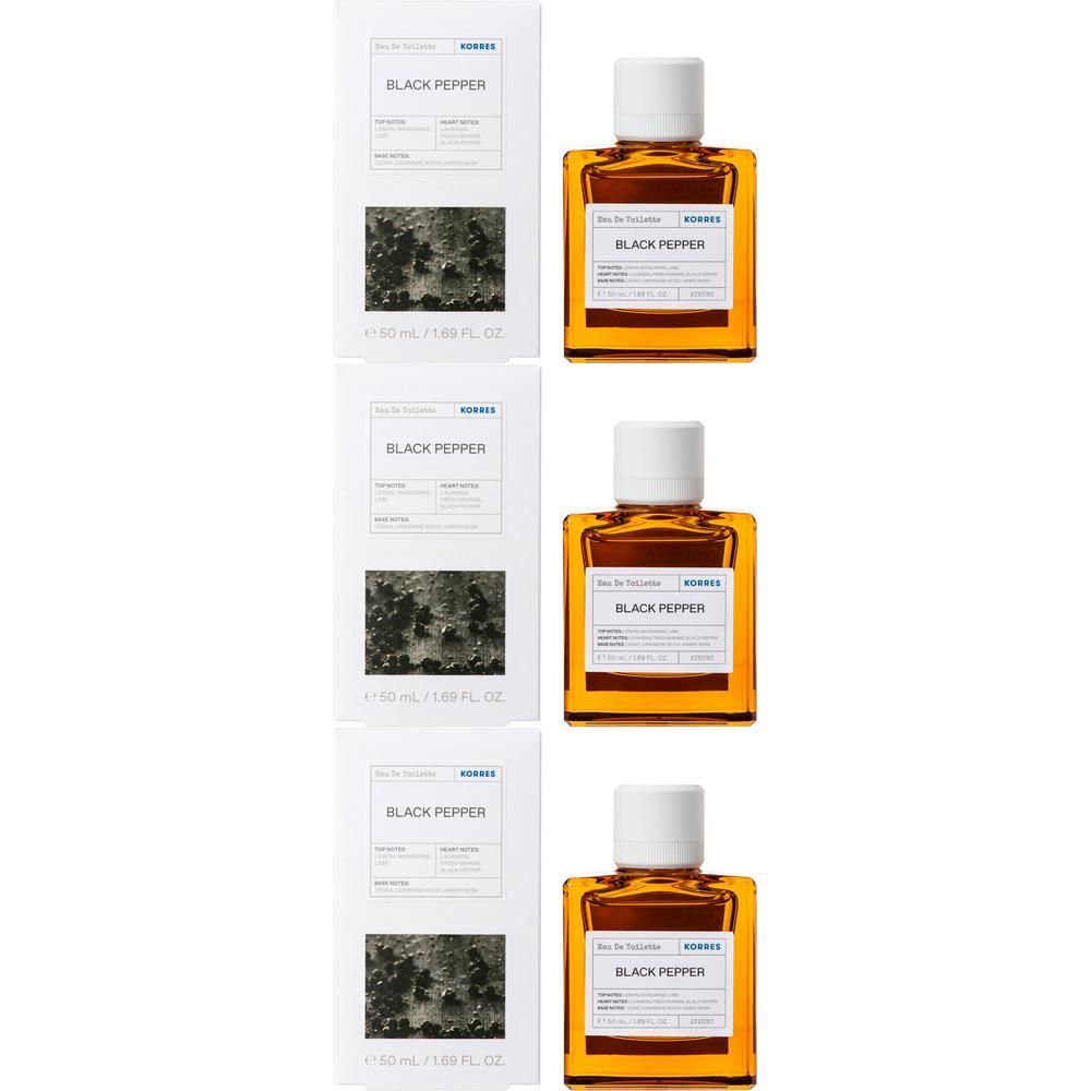 Korres Black Pepper Eau de Toilette 3x50 ml - Farmaline