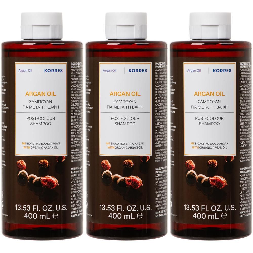 Korres Shampooing Post-Coloration Huile d'Argan 3x400 ml - Farmaline