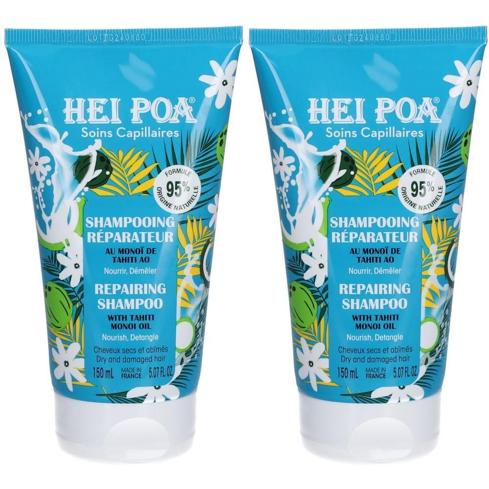 Hei Poa Shampooing Reparateur au Monoï de Tahiti AO 2x150 ml - Farmaline