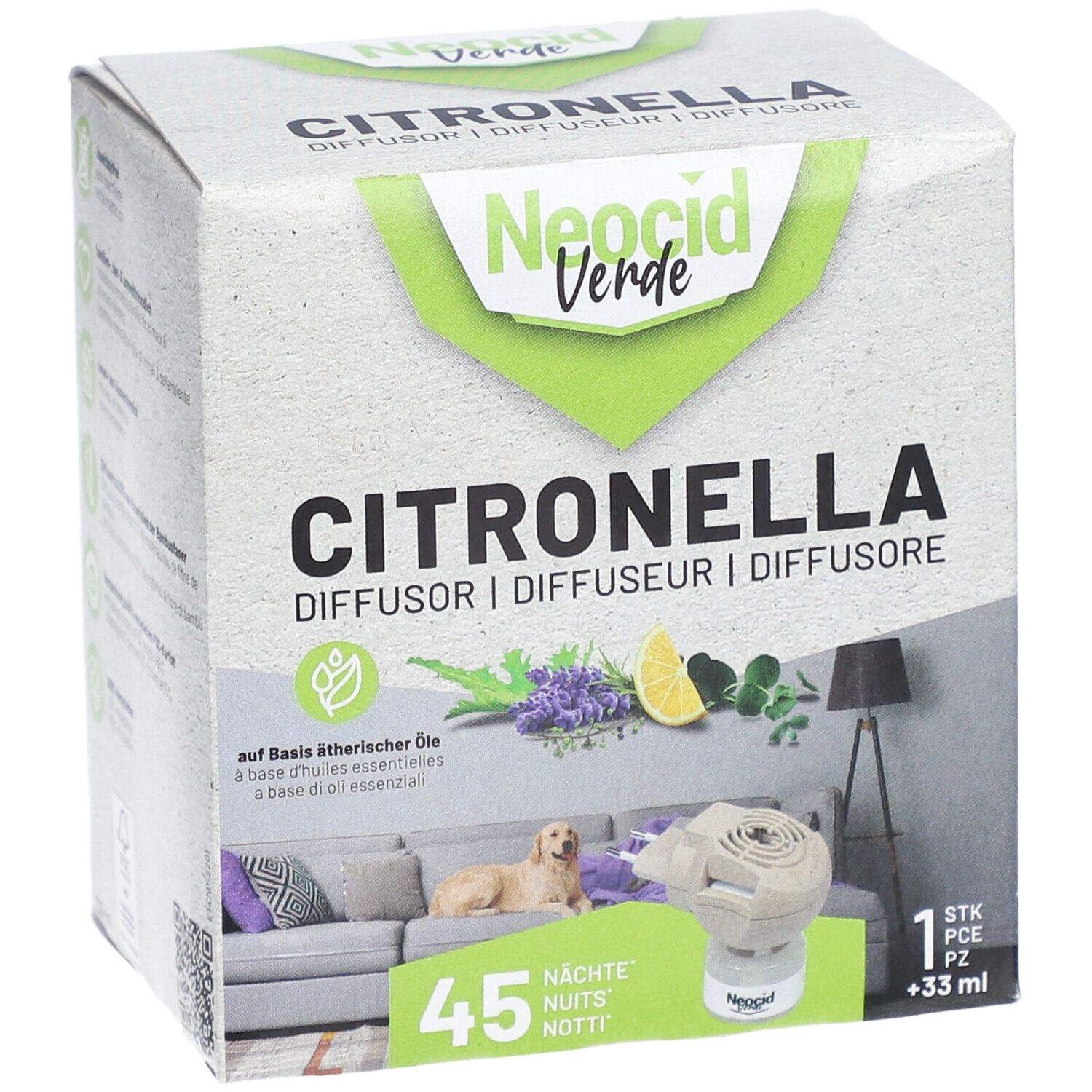 Neocid® VERDE Citronella Diffuser met essentiële oliën 33 ml - Farmaline