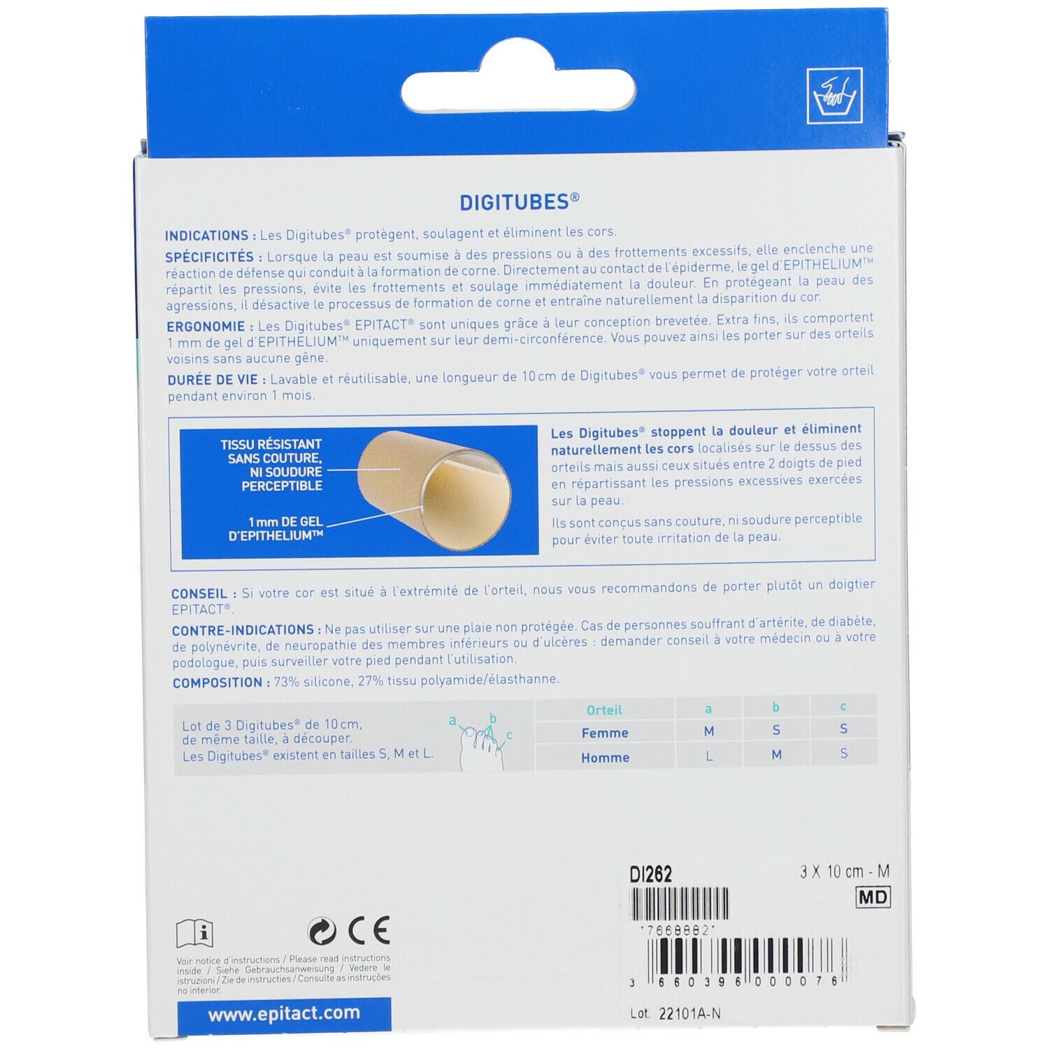 Epitact Digitube, Digitube à Base D'epithelium 26, Largeur 25 Mm (ref ...