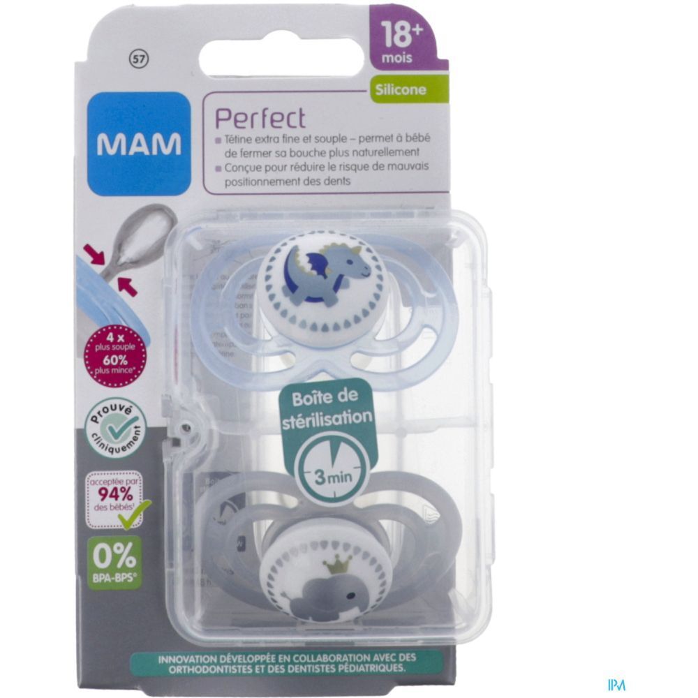 MAM Perfect Sucette anatomique - Silicone +18 mois (Couleur non ...