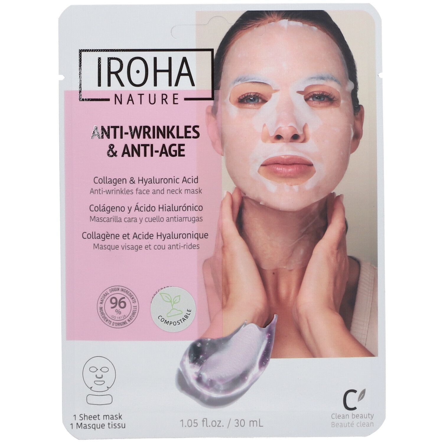 Iroha Nature Masque Visage et Cou Anti-Rides 30 ml - Farmaline