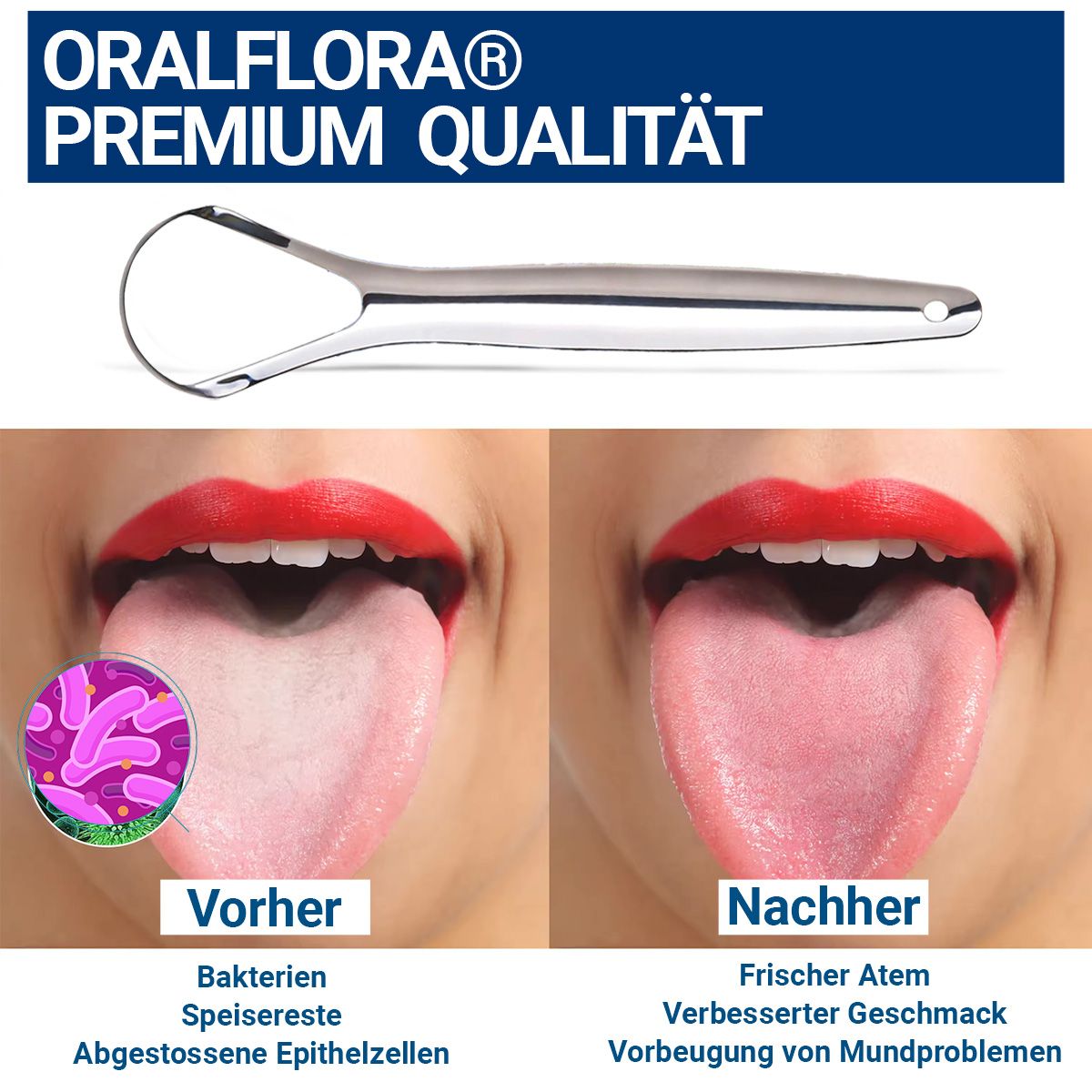 Oralflora Grattoir à langue en acier inoxydable 1 pc(s) - Farmaline